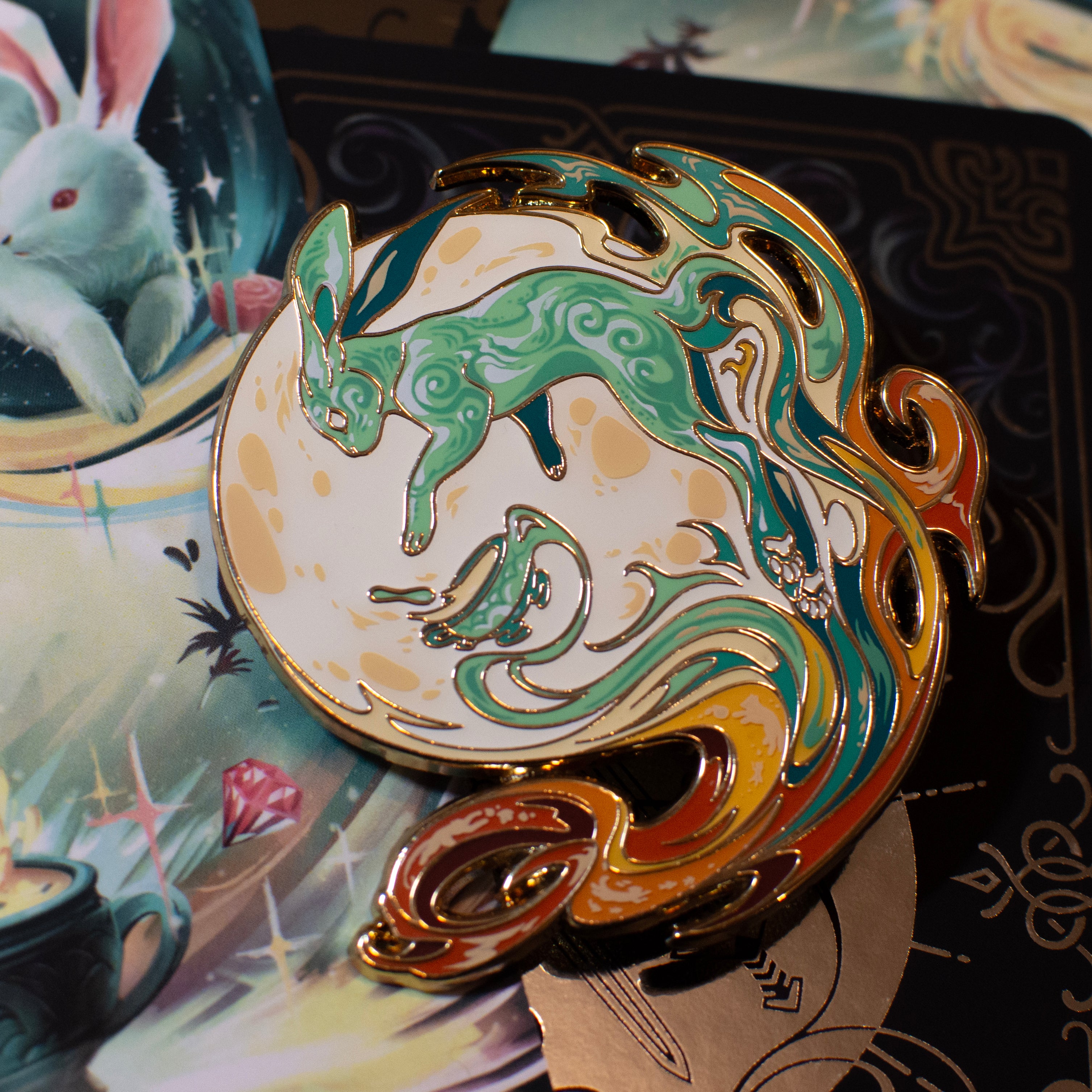 [Fairy Tale] Jade Rabbit Enamel Pin – Alchemy Art